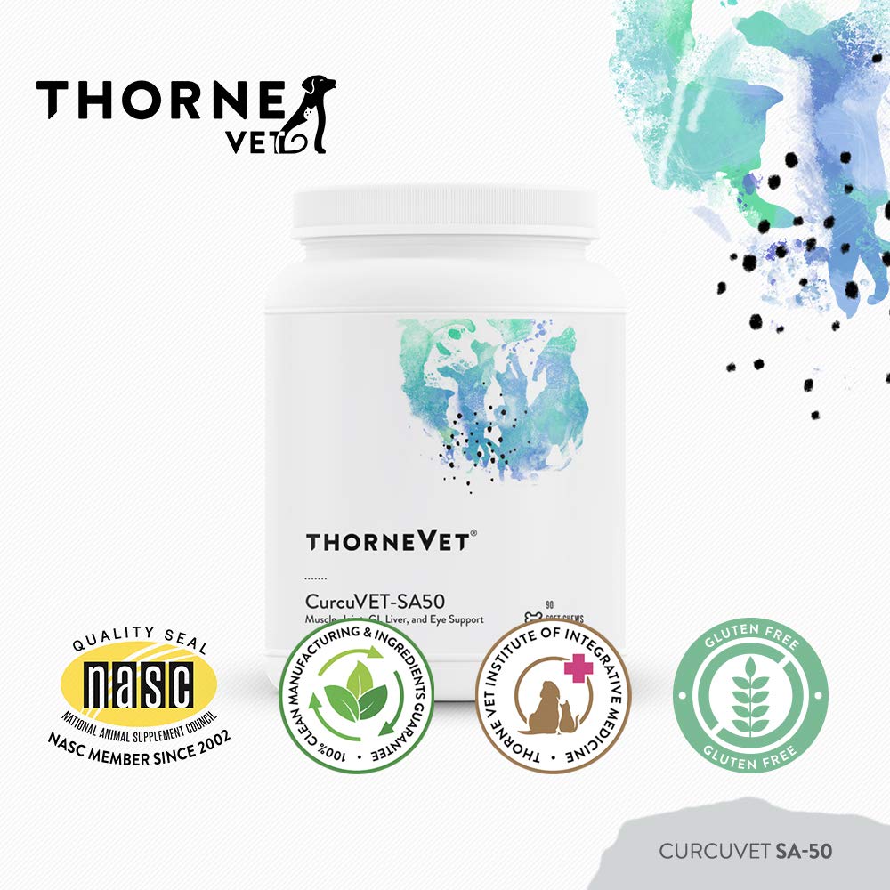 ThorneVet CurcuVET-SA50 β Joint, Muscle, Liver & GI Support for Small Dogs & Cats, 90 Soft Chews