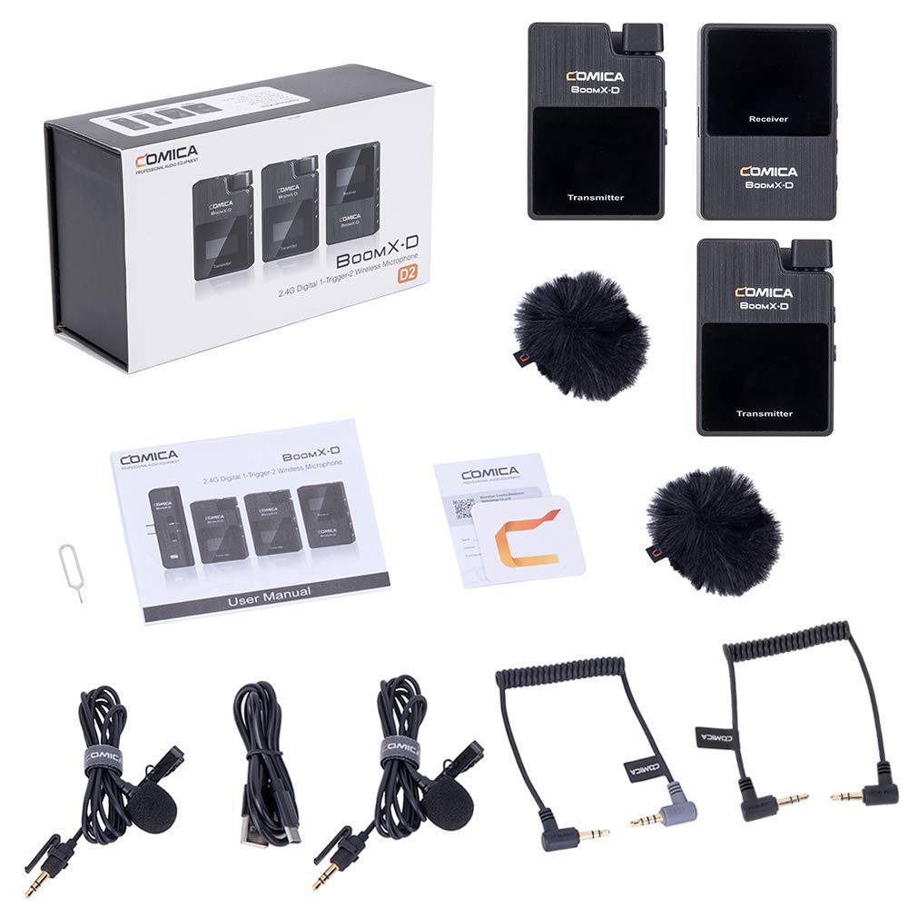 comica Vimo Q Four-Channel Mini Wireless Lavalier Microphone System with 4 Transmitters and 1 Receiver with Charging Case for Phone Video Recording Interview Youtubers Vloggers