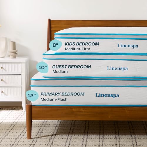 Linenspa 10 Inch Memory Foam and Spring Hybrid Mattress - Medium Feel - Bed in a Box - Quality Comfort and Adaptive Support - Breathable - Cooling - Guest Bedroom - California King Size