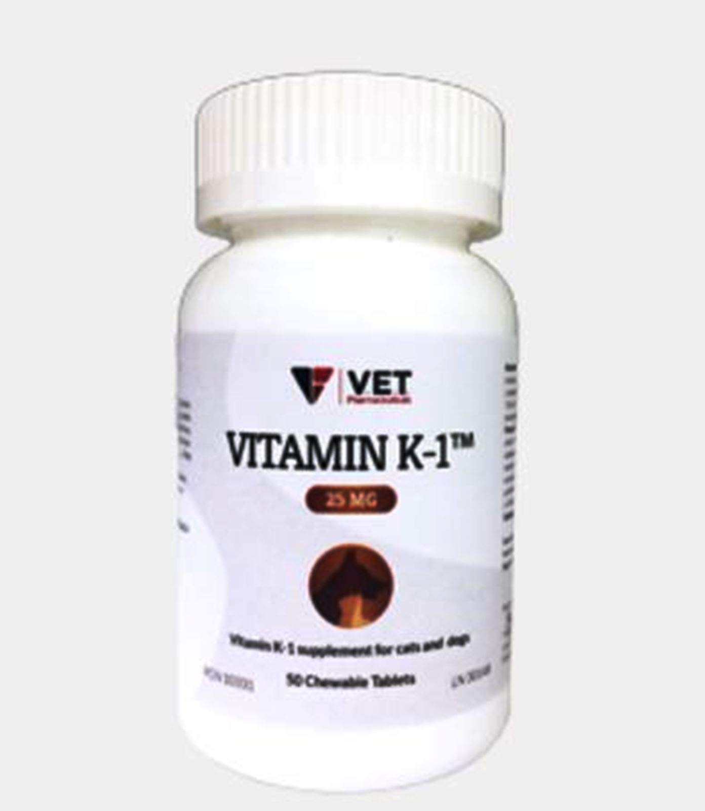 Vitamin K1 25 mg [V.E.T. Pharmaceuticals], 50 Chewable Tablets