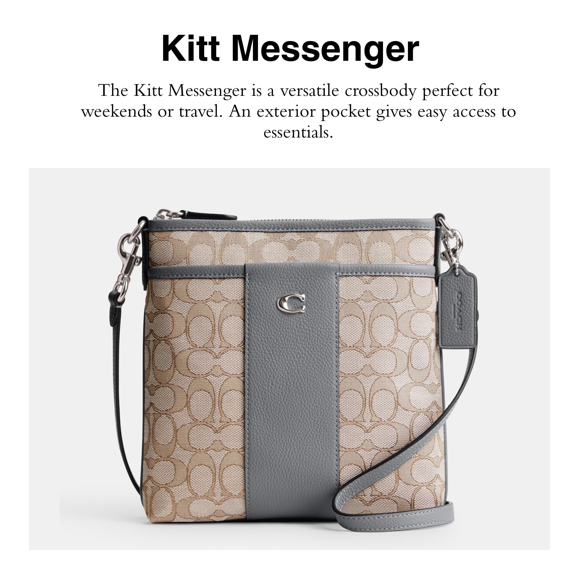COACH Box Program Signature Jacquard Kitt, Stone/Grey Blue, One Size