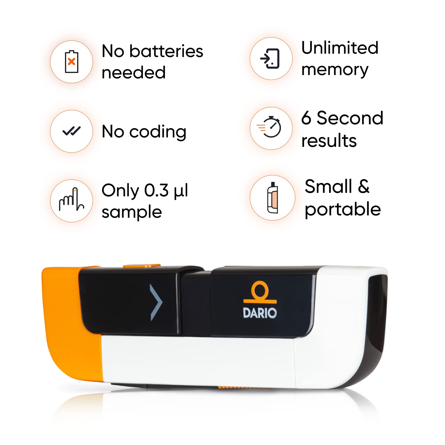 DARIO Smart Glucose Monitor Kit | Test Blood Sugar Levels & Manage Diabetes, Testing Kit Includes: Glucometer with 25 Strips, 10 Sterile lancets (Lightning Adapter - For iPhones Up To 14 Only)