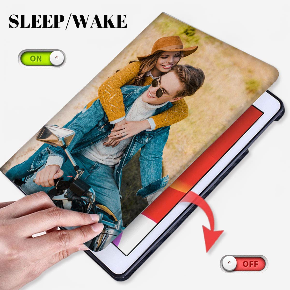 Custom Case for iPad Pro 12.9 Inch 2022/2021/2020/2018 5th/4th/3rd Generation with Photo/Text, Personalized Picture/Name iPad Pro Cover Protective Leather, Auto Sleep/Wake