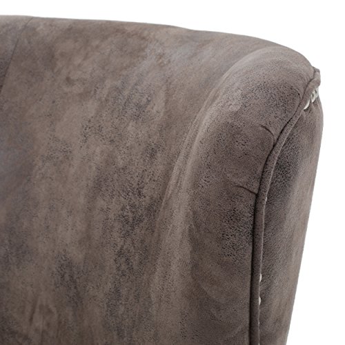 Christopher Knight Home Lorenzo Arm Chair Fabric Hi-Back Studded Chair, Greyish Brown 36D x 26.75W x 41.5H in