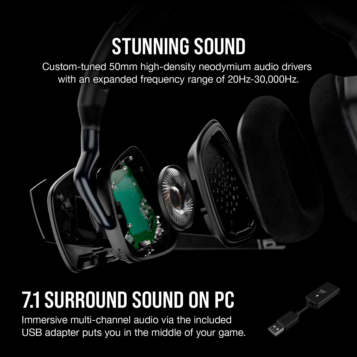 Corsair VOID Elite Surround Premium Gaming Headset with 7.1 Surround Sound, Carbon (Renewed)