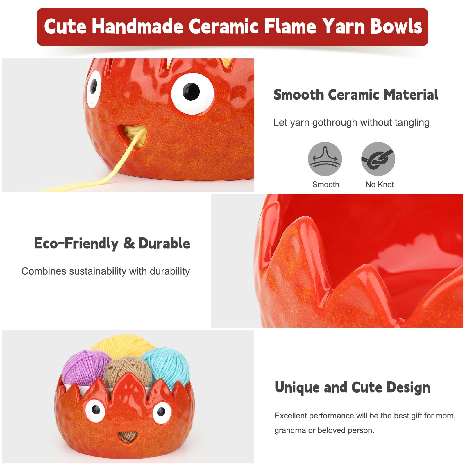 Katech Flame Yarn Bowl for Crocheting-Crochet Bowls for Yarn