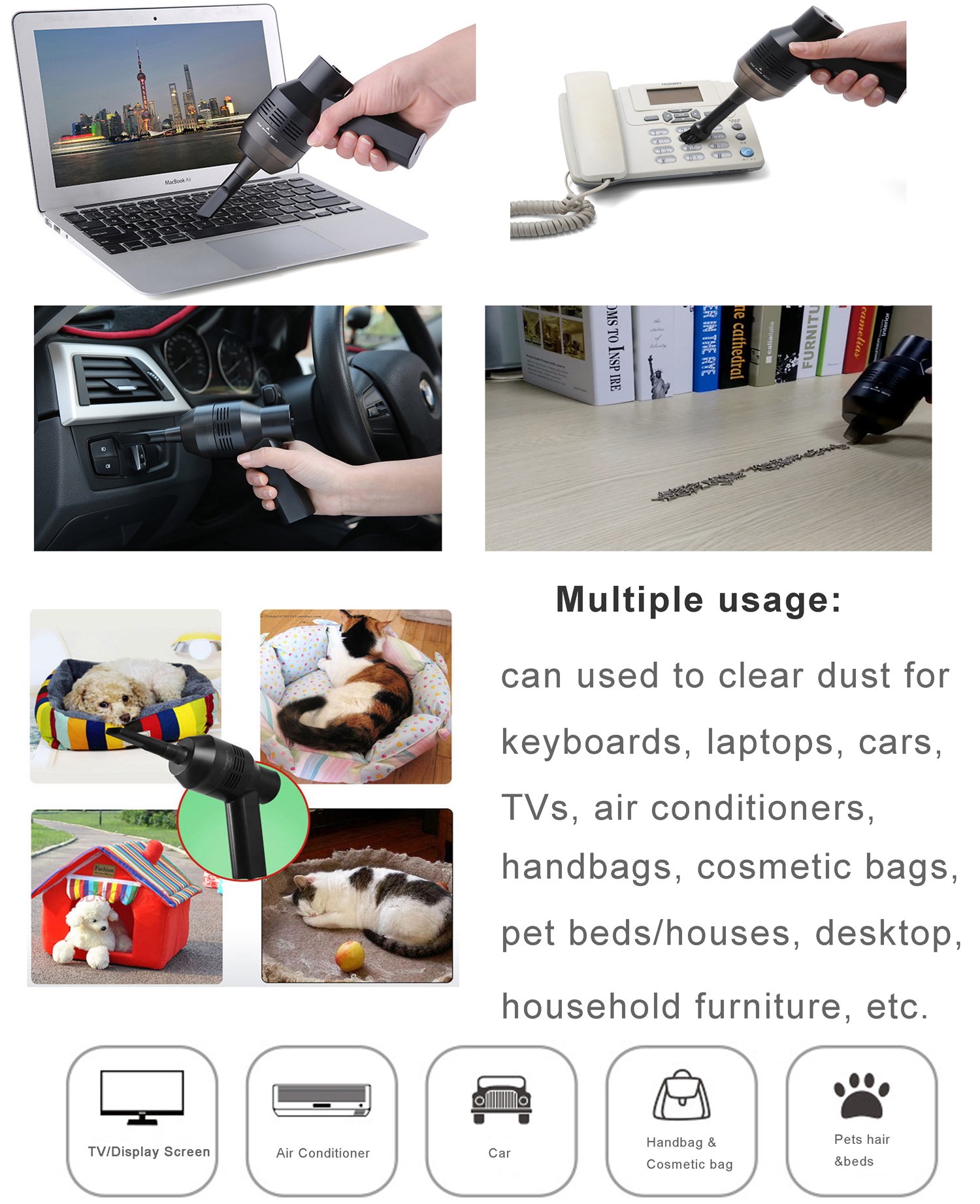 Vacuum Handheld Cordless Automotive Lightweight Portable Rechargable Computer Cleaner