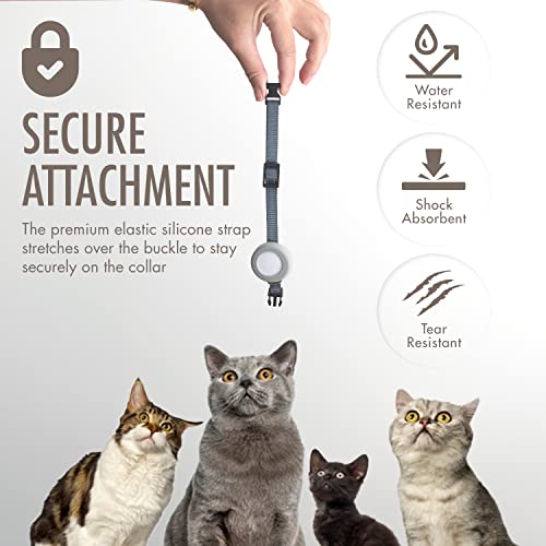 Sweet Baby Co. Airtag Cat Collar or Extra Small Dog Collar Holder 2 Pack, Fits Half Inch Collars for Small Pet, Compatible with Apple Air Tag, Waterproof GPS Tracker Case Kitten Cats Dogs (Tan/Brown)