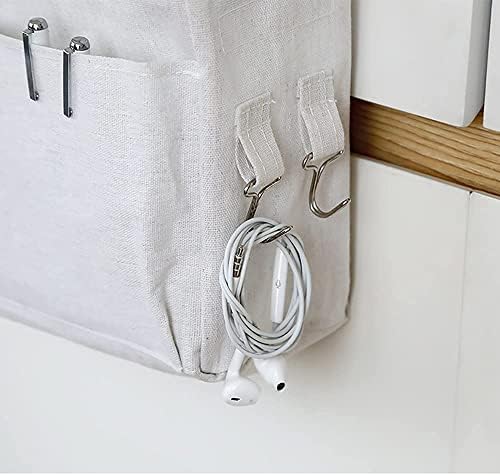 Someteth Bedside Hanging Storage Basket Multi-Function Organizer Caddy for Bunk and Hospital Beds Dorm Rooms Bed Rails, Can be Placed Glasses Books Mobile Phones Keys(White 2pcs)