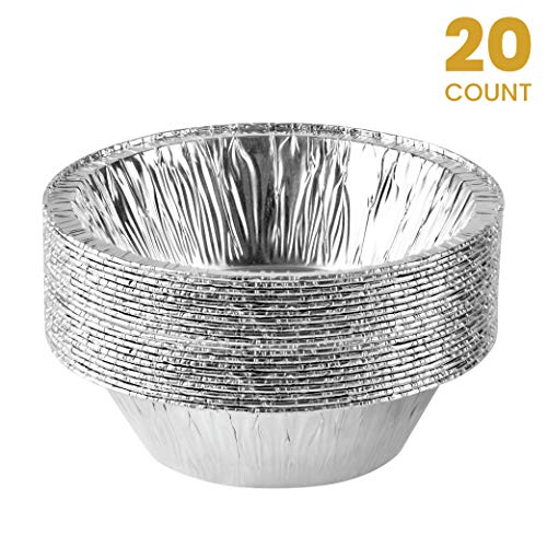PLASTICPRO 6'' Inch Round Tin Foil Cake Pans Disposable Aluminum, Freezer & Oven Safe - For Baking, Cooking, Storage, Roasting, & Reheating, Pack of 20