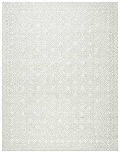 SAFAVIEH Blossom Collection 8' x 10' Grey/Ivory BLM114F Handmade Premium Wool Area Rug