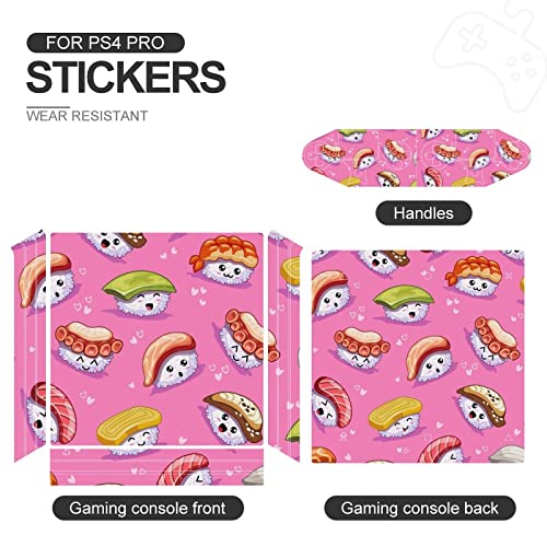Kawaii Sushi Emotions Sticker for P-S4 Controller Full Protective Skin Cover Design Wrap Decal Sticker Compatible with P-S4 Print