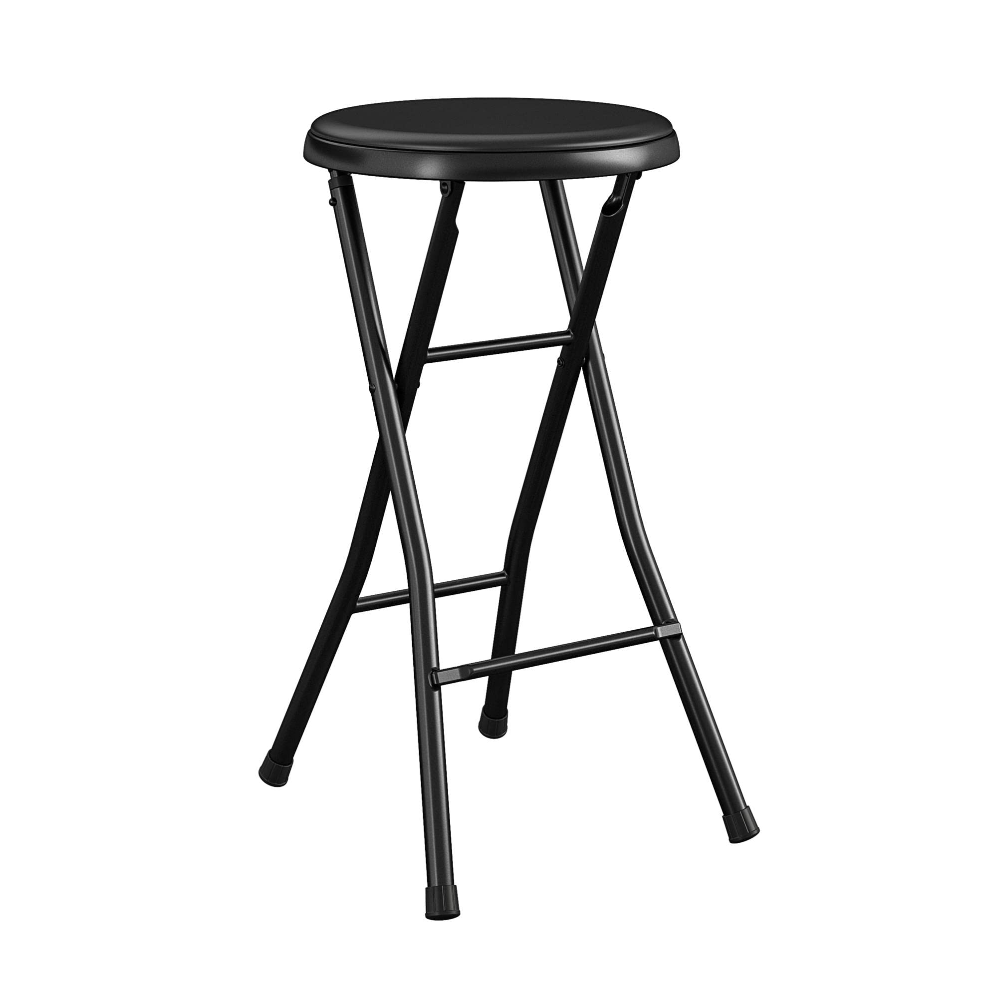 COSCO 24" Vinyl Padded Folding Stool, Multipurpose, for Small Spaces, Double Braced, 2-Pack, Black