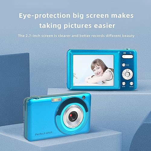Digital Camera, 2.7in 48MP 8X Digital Zoom Point and Shoot Camera, Video Camera with Anti Shake Vlogging Camera for Night, Portrait, etc (Blue)
