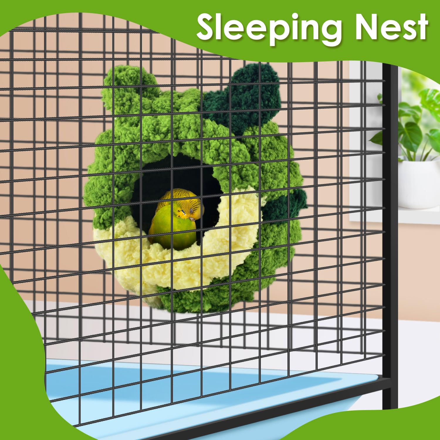 KATUMO Bird Nest, Conure Breeding House Parrotlet Snuggle Hut Lovebird Bed for Conure, Lovebird, Canary, Finch, Coneshape Birds, Hamster, Small Pets