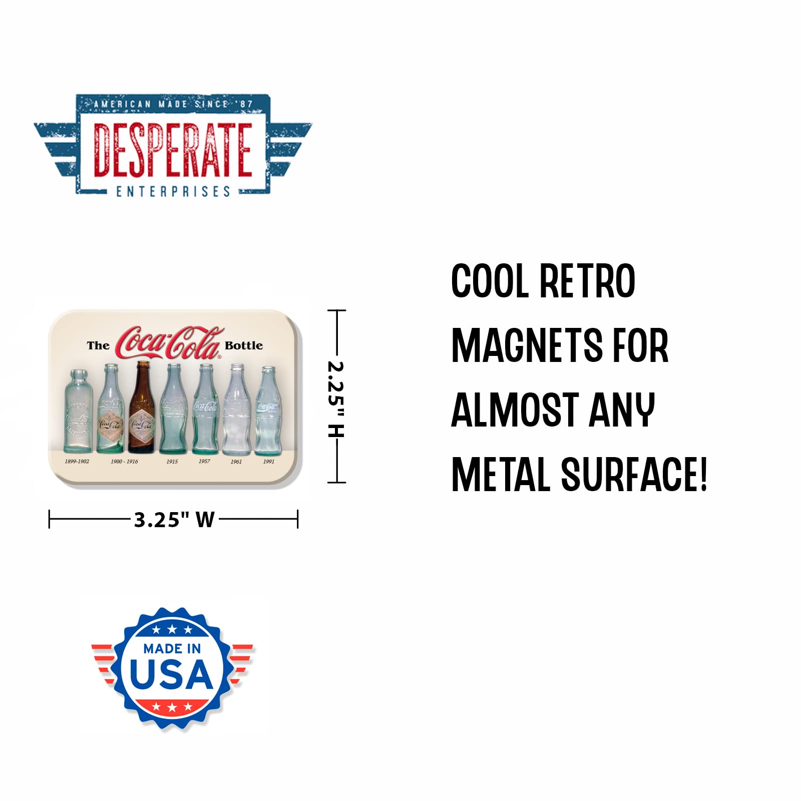 Desperate Enterprises Coke - Bottle History Refrigerator Magnet - Funny Magnets for Office, Home & School - Made in The USA