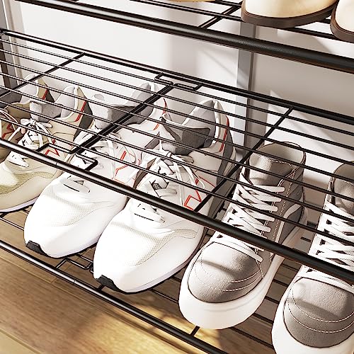 YATINEY 6 Tier Shoe Rack, Shoe Storage Organizer, Holds 24 Pairs of Shoes, Shoe Organizer for Closet, Iron Frame, Durable and Stable, Rustic Brown and Black SS06BR
