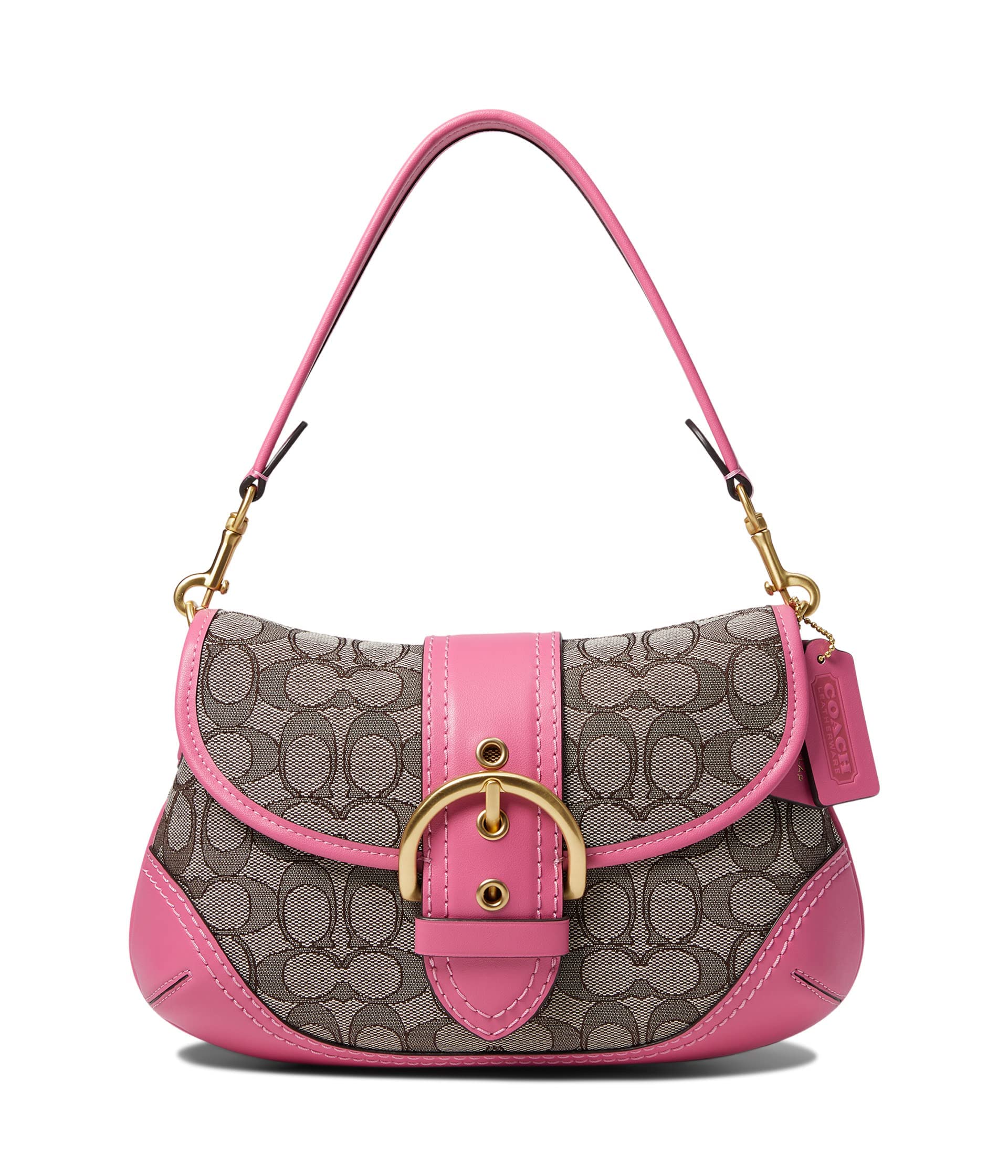 COACH Signature Jacquard Soho Bag- Purse for Women - Textile Construction - Detachable Carry Handle Petunia One Size One Size