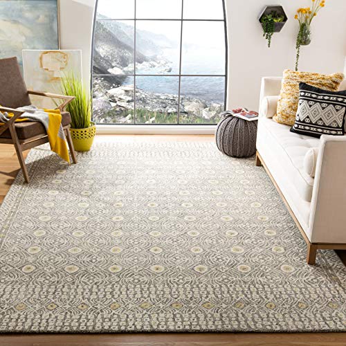 SAFAVIEH Micro-Loop Collection 5' Square Charcoal/Ivory MLP801H Handmade Premium Wool Area Rug