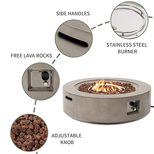 COSIEST 2-Piece Outdoor Propane Firepit Table Set w Tank Table, 40.5-inch Gray Fire Table (50,000 BTU) w 16 inches Tank Cover Side Table 20lb for Garden,Pool,Backyard