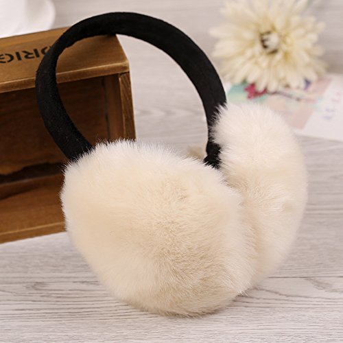 ChikaMika Earmuffs for Women Kids Large Super Warm Over Ear muffs Foldable White Ear Warmers