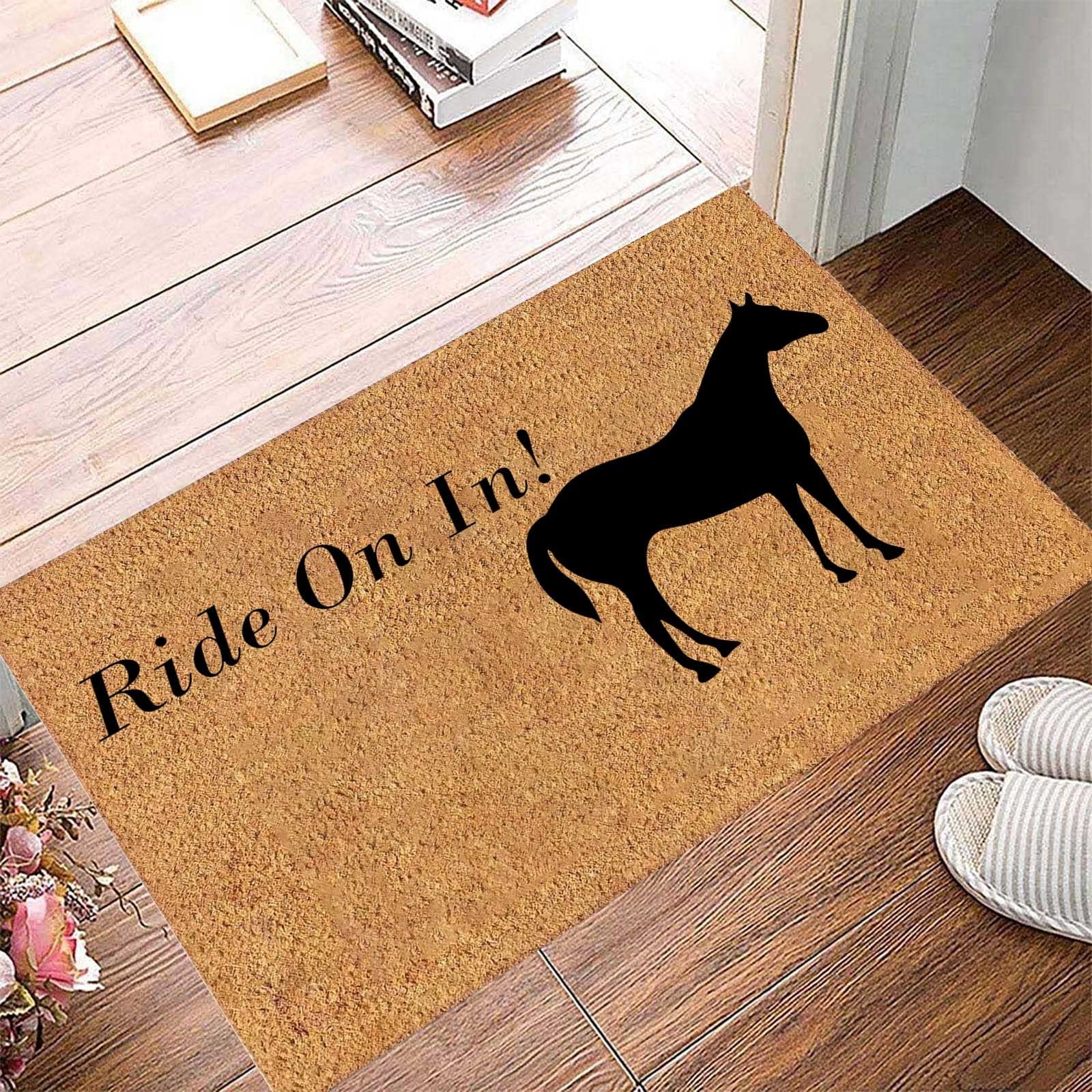 Horses Front Welcome Mat Non Slip Outdoor Entrance Funny Horse Doormat Ride On in! Indoor Door Mats for Entryway Door Mats Outdoor Doormat for Entryway, Floor Inside Back Door Mats 16x24