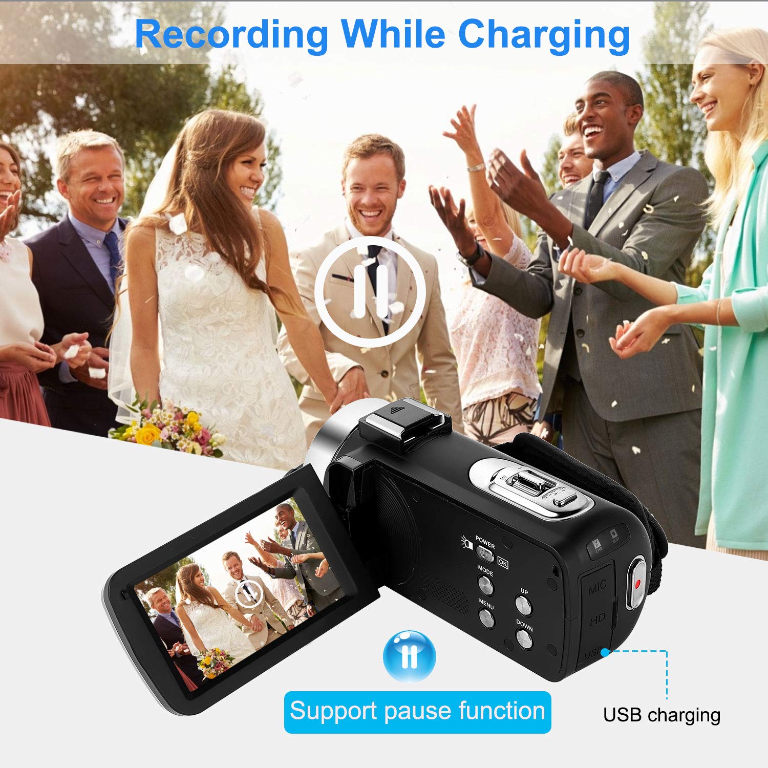 Comkes Video Camera Camcorder Digital vlogging Camera for YouTube Full HD 1080P 30FPS 30.0MP 18X Digital Zoom Camcorder with 2 Batteries and Remote Control
