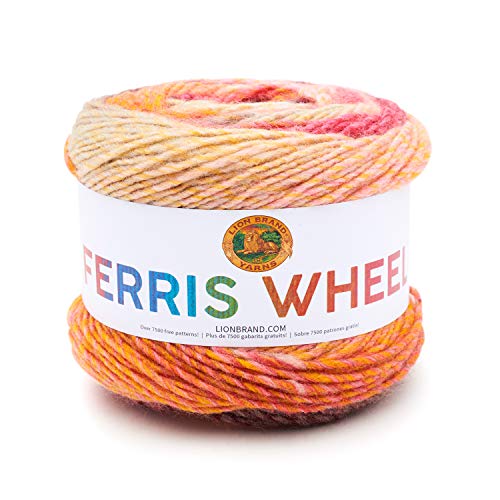 Lion Brand Yarn Ferris Wheel Yarn, Multicolor Yarn for Knitting, Crocheting, and Crafts, 1-Pack, Cherry on Top