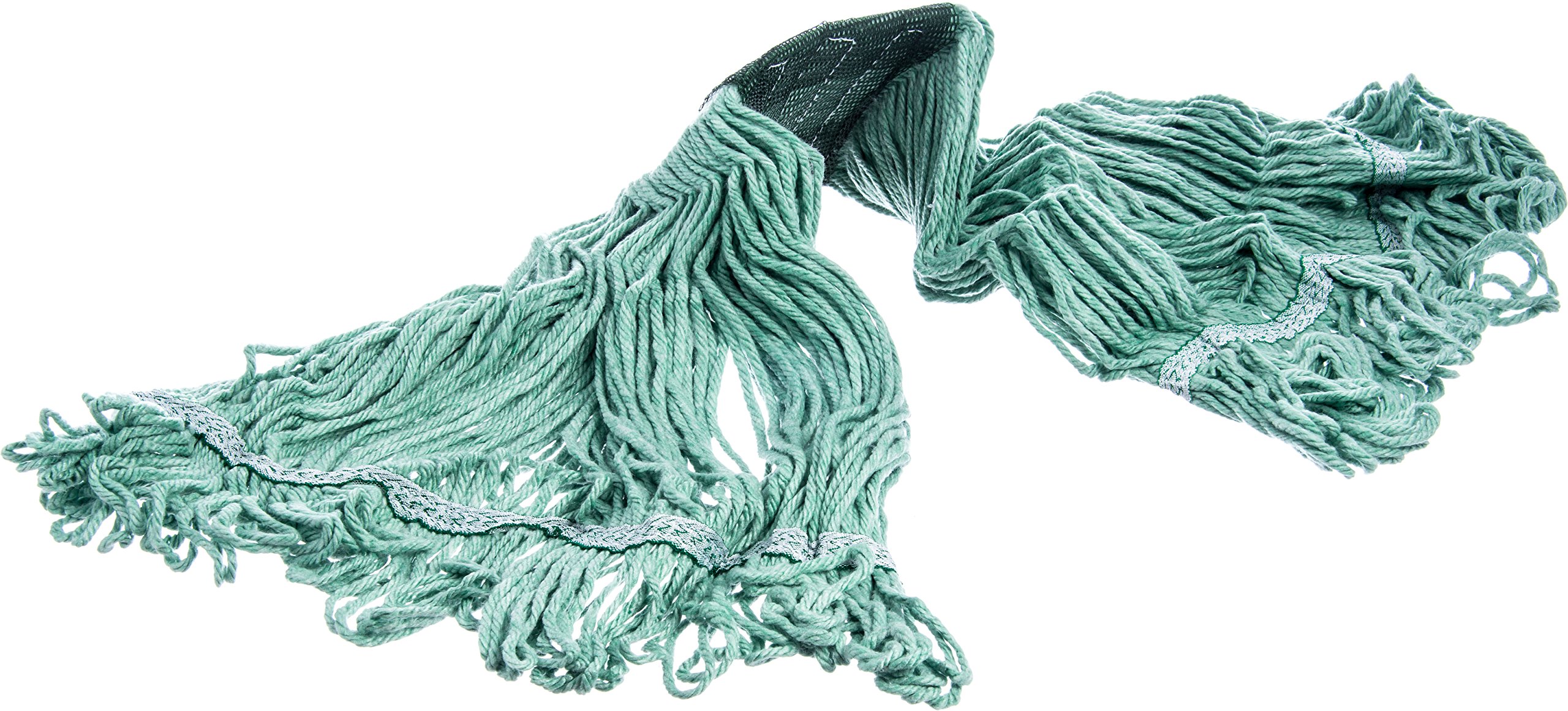 SPARTA Flo-Pac Cotton Mop Head, Loop-Ended, Wide Band with Green Band for Organized Cleaning, Medium, Green