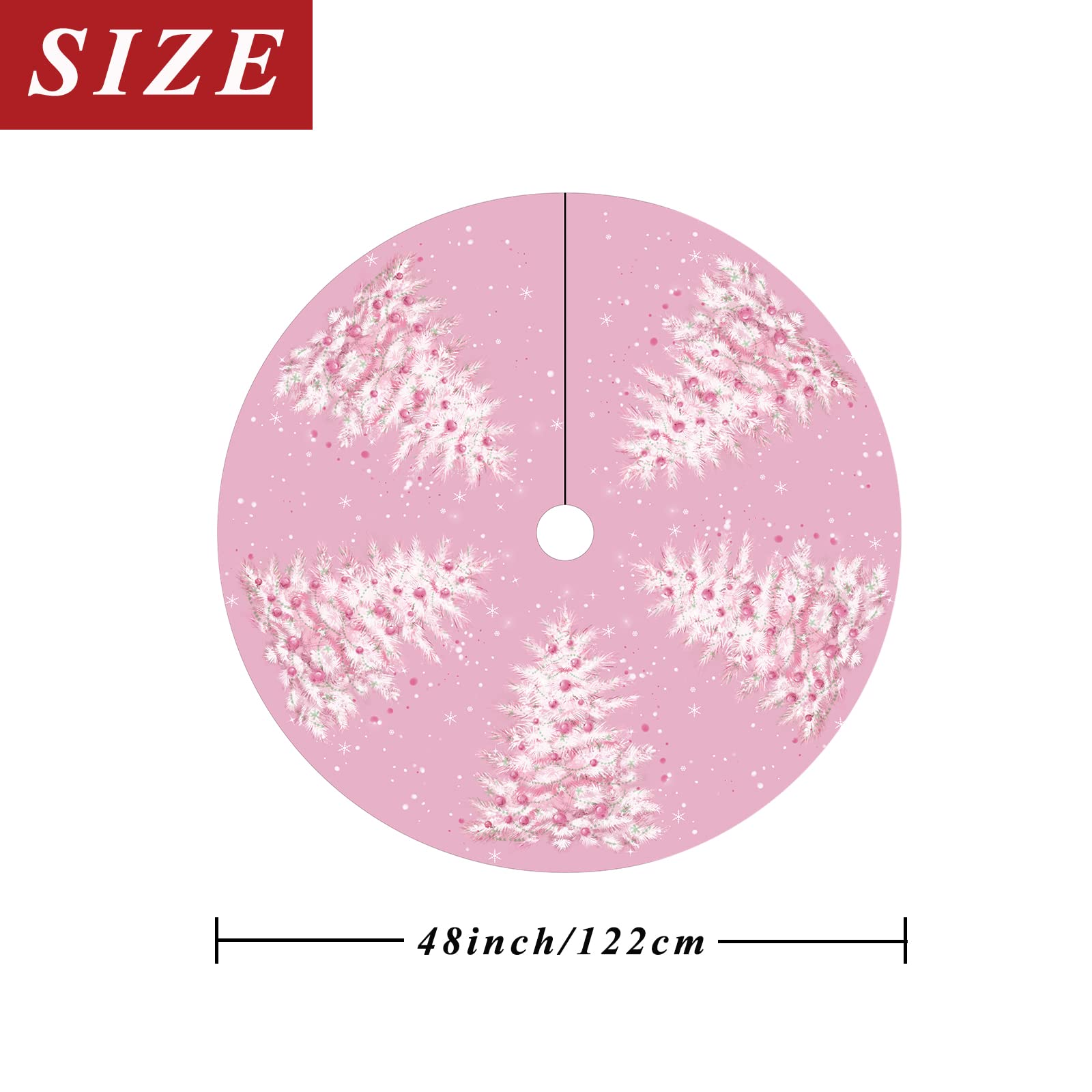 Christmas Tree Skirt Pink Christmas Tree Skirt 48inch Xmas Winter Tree Skirt for Christmas Indoor Outdoor Decorations