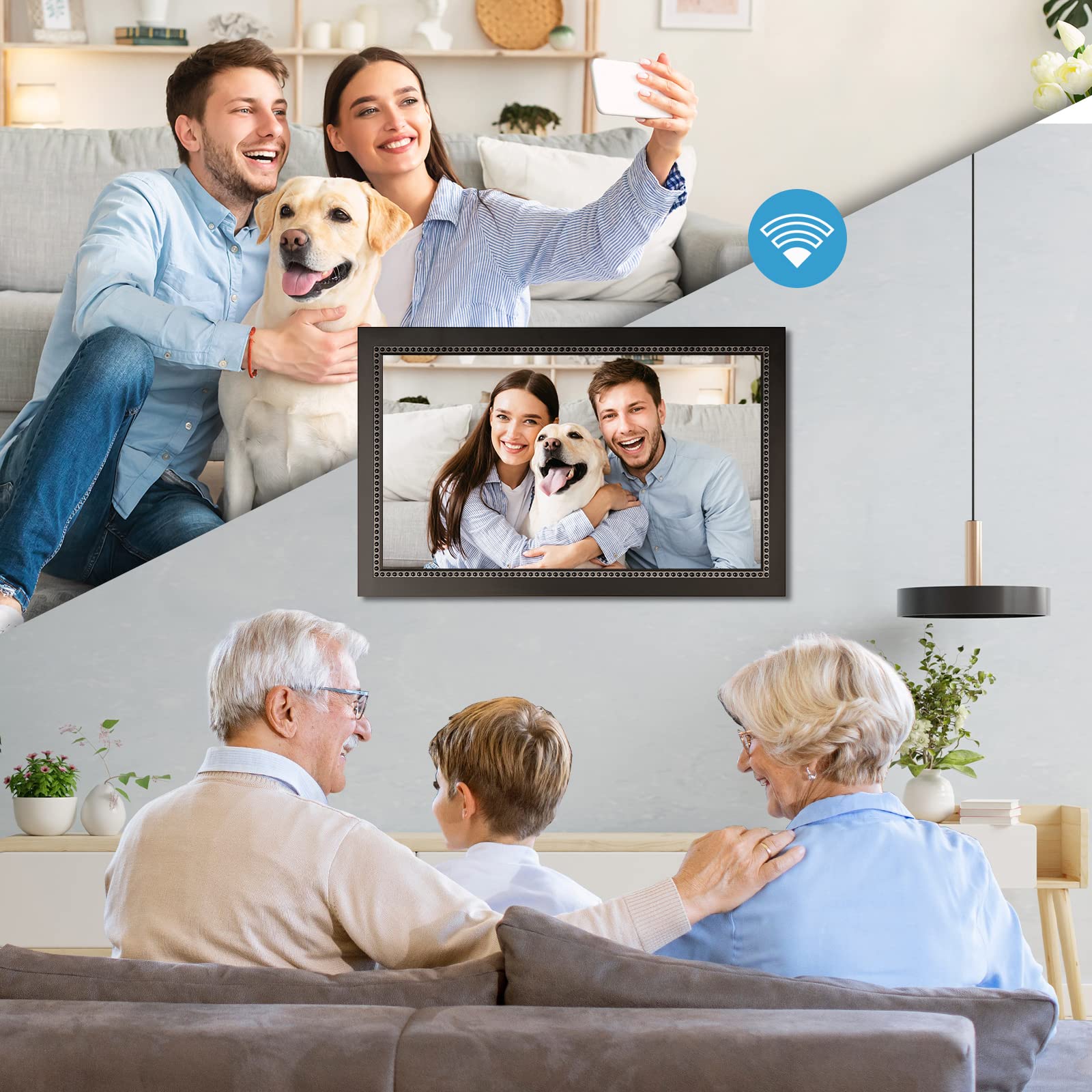 Digital Photo Frame 10.1 Inch WiFi Digital Picture Frame with 1280 * 800 IPS Full HD Touchscreen, Humblestead 8GB WiFi Smart Frame Share Photos and Videos Instantly from Anywhere via AiMOR App