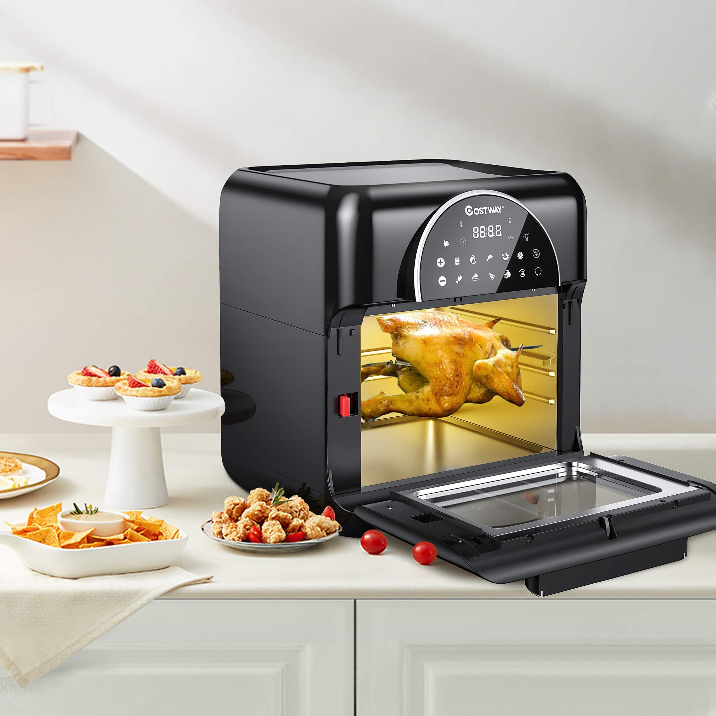 Costway 10.5QT Electric Air Fryer Oven with Digital Touch Screen, 1500W, Oil-Free, Black