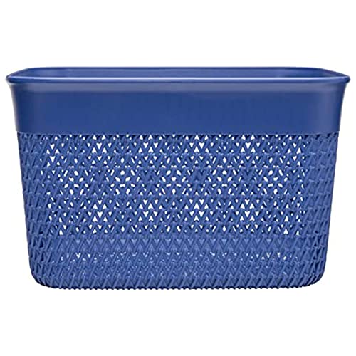 Life Story 16 Quart Lightweight Heavy Duty Woven Trendy Storage Organizer Holder Bin Basket w/Built In Handles for Household Storage, Blue (6 Pack)