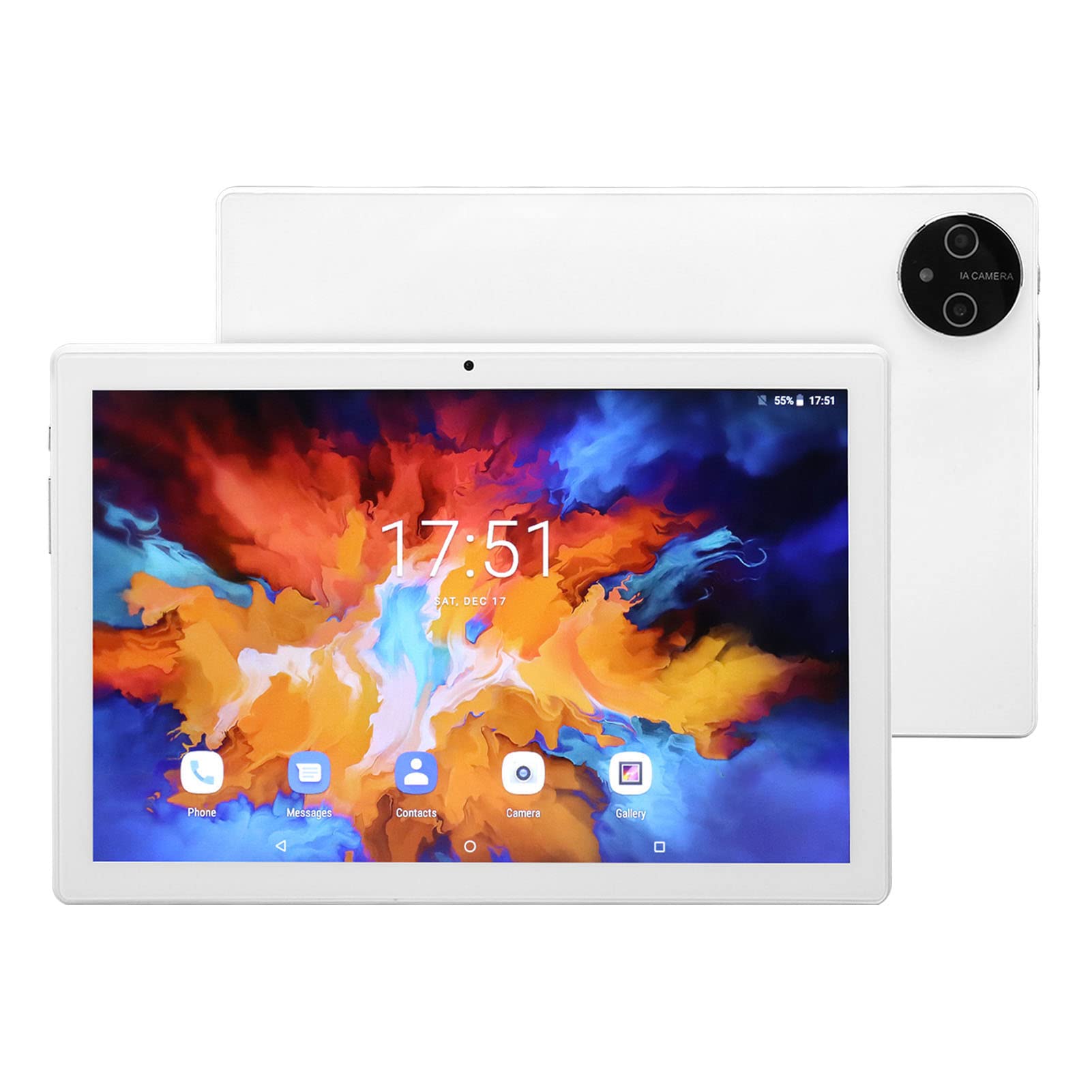 DAUZ 2 in 1 Tablet PC, 4G LTE 10.1 Inch Tablet RGB Mouse 512GB Expandable US Plug 100‑240V MT6755 Octa Core for Work (White)