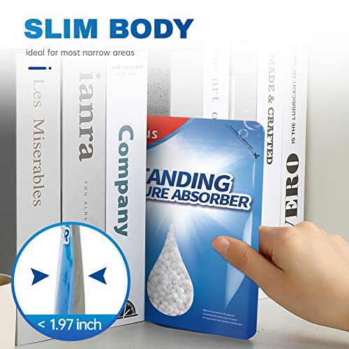 Vacplus Moisture Absorbers 12 Pack, Standing Humidity Packs for Narrow Flat Surfaces, Effective Closet Dehumidifier with Visible Water Level for Bathrooms, Kitchens & Bookshelves, Fragrance-Free