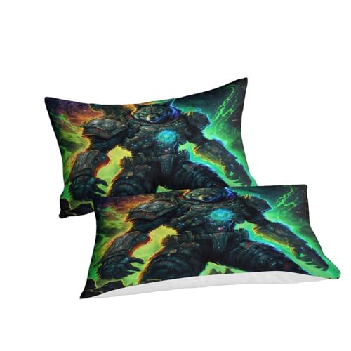 Cosmic Space Wolves 3D Printed Duvet Cover Quilt Cover Bedding Set Comforter Covers for Childrens and Adults with Pillowcases 3 Pieces Microfiber with Zipper Closure Twin(173x218cm)