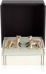 Cuff-Daddy Painted Cheetah Cufflinks with Travel Presentation Gift Box