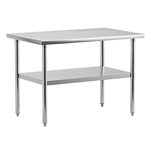 Saranya 18 Shop New Modern Silver 60 inches Stainless Steel Work Table with Wheels Adjustable Cook Under Prop Food Strong Commercial Cafeteria Shelf Kitchen Restaurant Office Home 60"L x 30"W x 34"H
