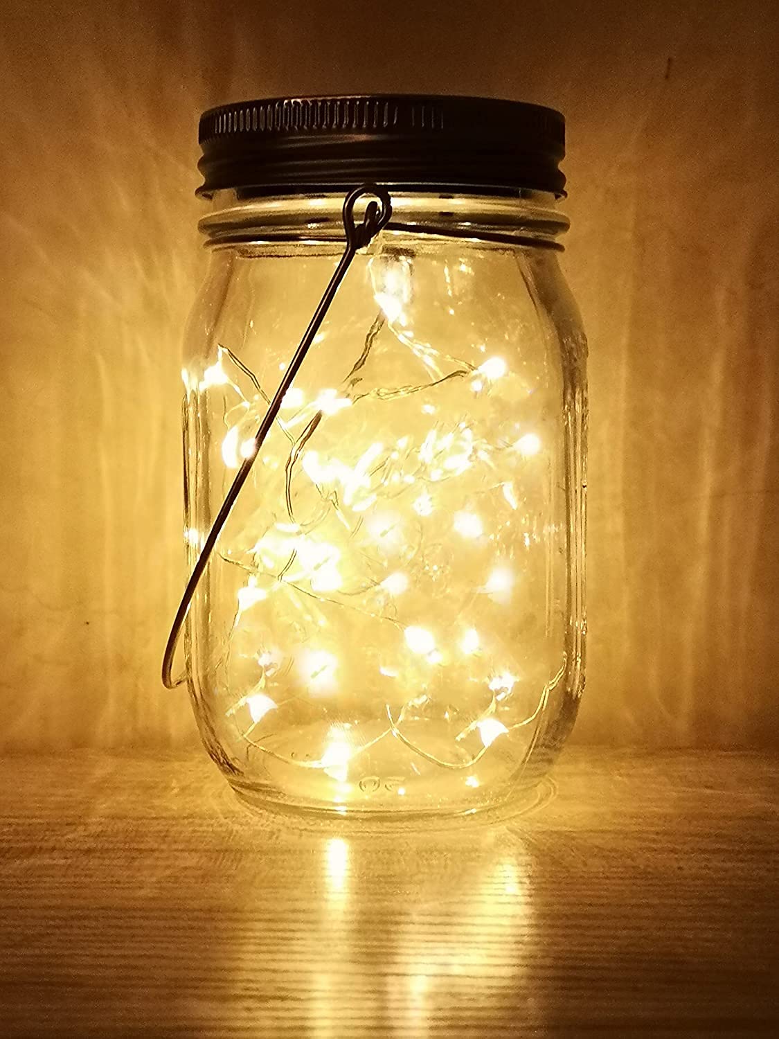 Solar Mason Jar Lantern Lights,2 Pack 30 Led String Fairy Firefly Jar Hanging Lights(Mason Jar/Hanger Included),Mason Jar Lights Kit for Patio Garden Lanterns Wedding Table Decor