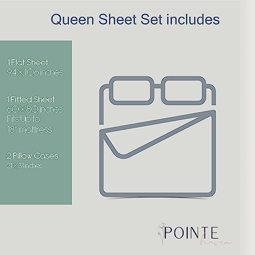 Pointehaven 180 GSM 100% Cotton Flannel Sheet Set - Queen, Northwoods Cream - Warm & Cozy - Pre-Shrunk -Deep Pockets - Elastic All Around-Comfy Double Brushed