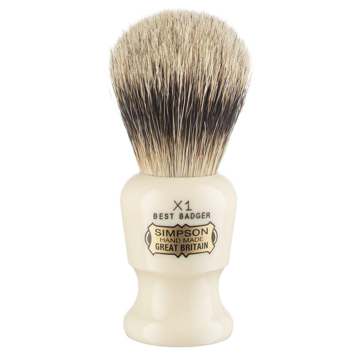 Commodore Best Badger Brush- Simpson Shaving Brushes - Faux Ivory Handle (X1 Best)