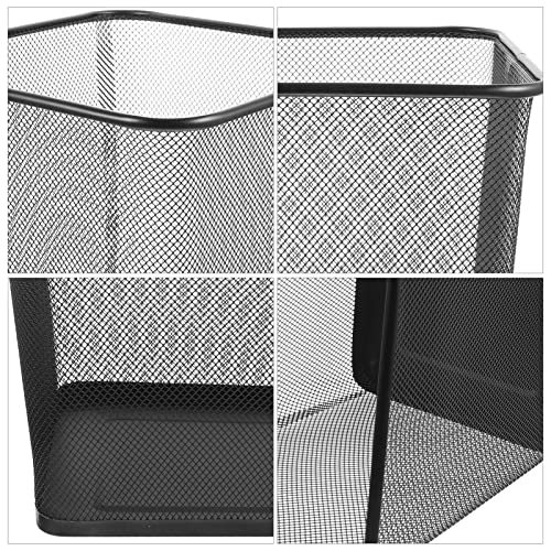 Metal Trash Bin Square Metal Wire Mesh Waste Basket Garbage Trash Can Mesh Waste Paper Bin Waste Basket for Kitchen Home Office Dorm Room Living Room Desk Bedroom L