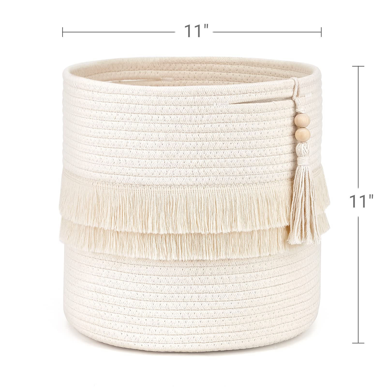 Dahey Macrame Decorative Storage Basket and Headband Holder Bow Organizer for Girls Hair Bows with Wood Shelf, Boho Nursery Decor for Living Room,Bedroom