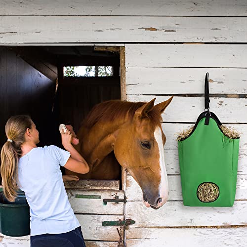 Premium Horse Slow Feed Hay Bag with Metal Snap Fastener and Heavy Adjustable Strap β