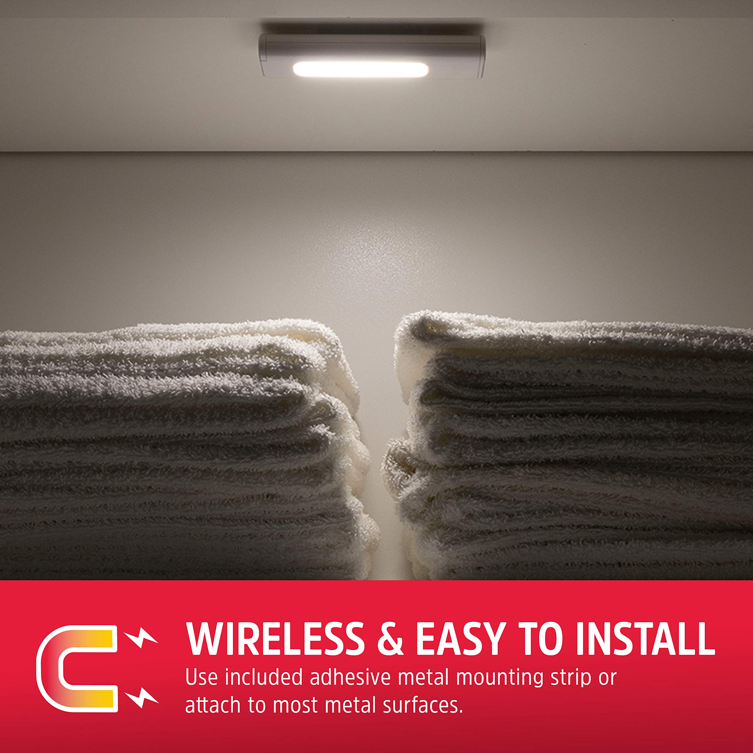 Energizer LED Under Cabinet Light, Battery Operated, Dimmable, Manual On/Off, Wireless, Wall Magnet Mount, Under The Counter Lights, Stick on Light, 45454