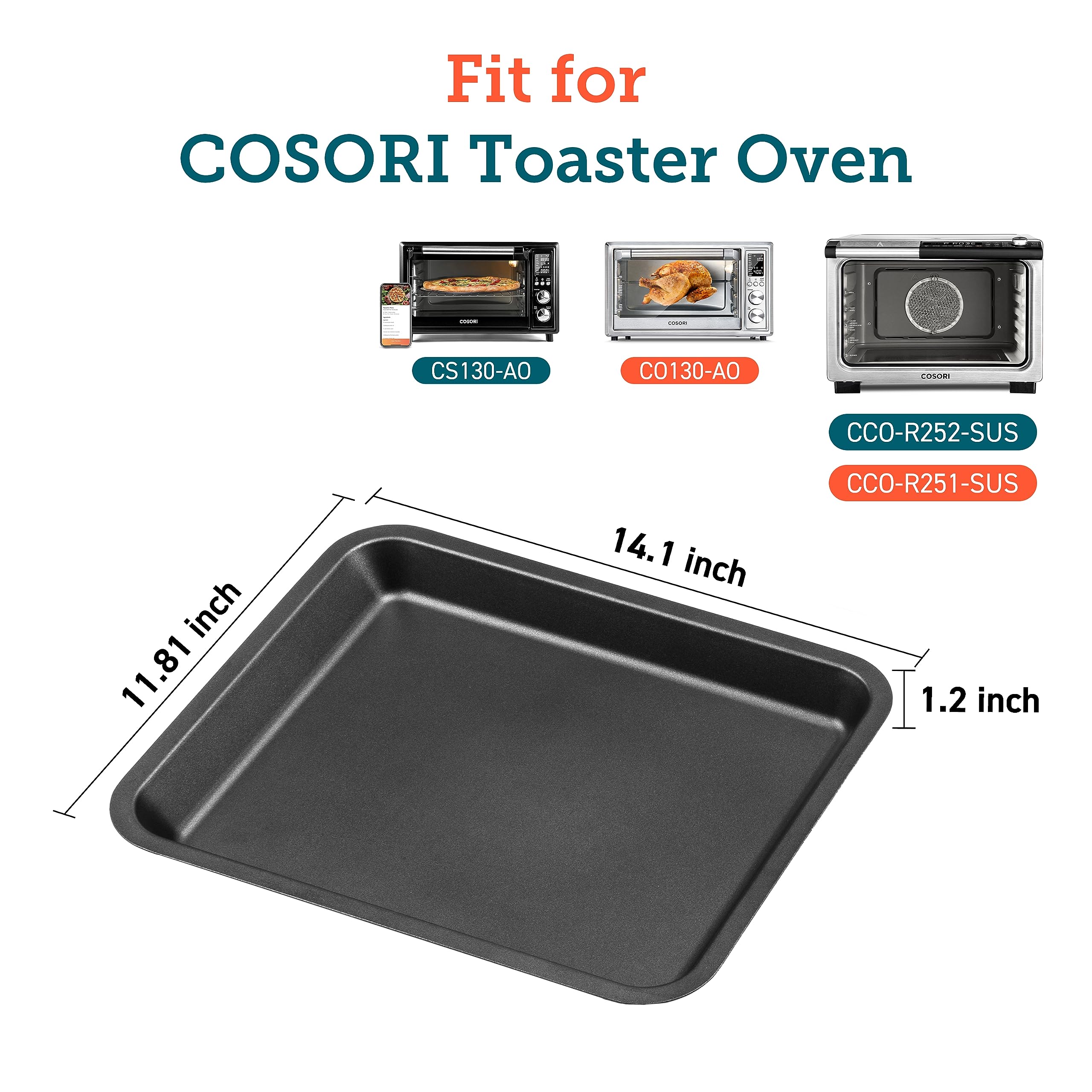 COSORI Oven Tray,Baking Sheet,Drip pan for CO130-AO, CS130-AO, CCO-R252-SUS & CCO-R251-SUS,Air Fryer Toaster Oven Replacement Accessories
