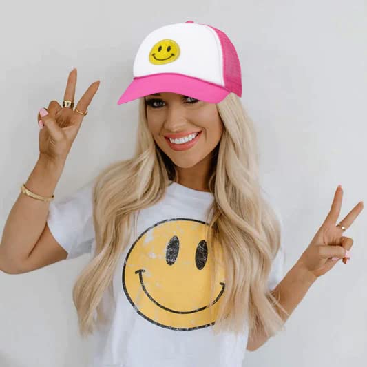 FGSS Smiley-Face Snapback-Trucker-Hat for Men Women - Adjustable Mesh Baseball Caps