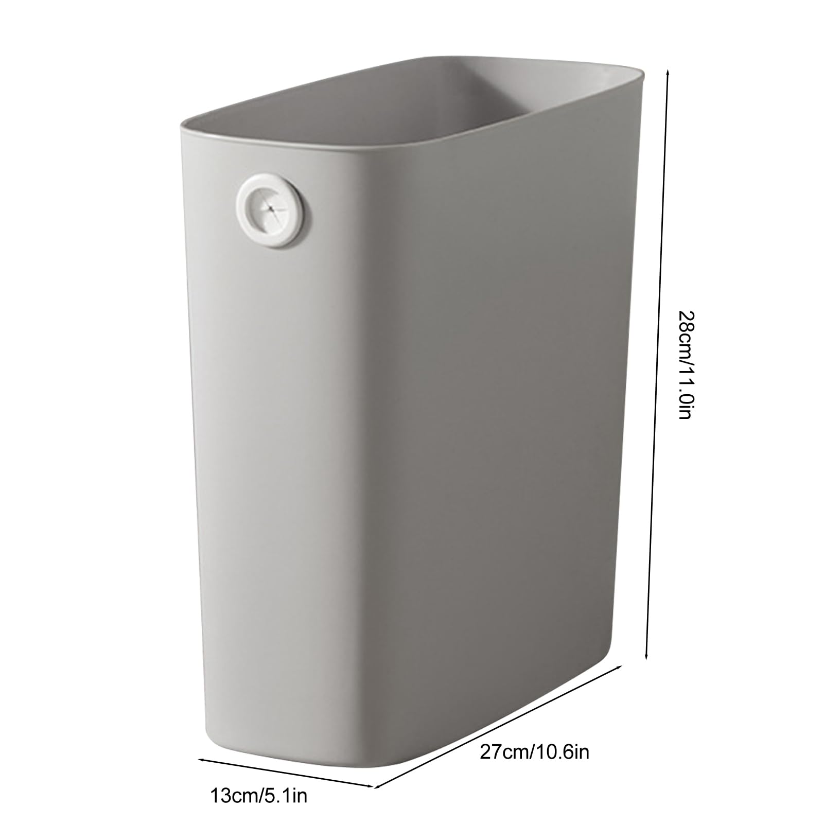 Keebgyy Small Trash Can, Plastic Small Trash Can, Slim Garbage Can, Plastic Waste Basket with Handles Container Bin for Narrow Spaces Bathroom, Bedroom, Kitchen, Office at Home(Warm Gray)