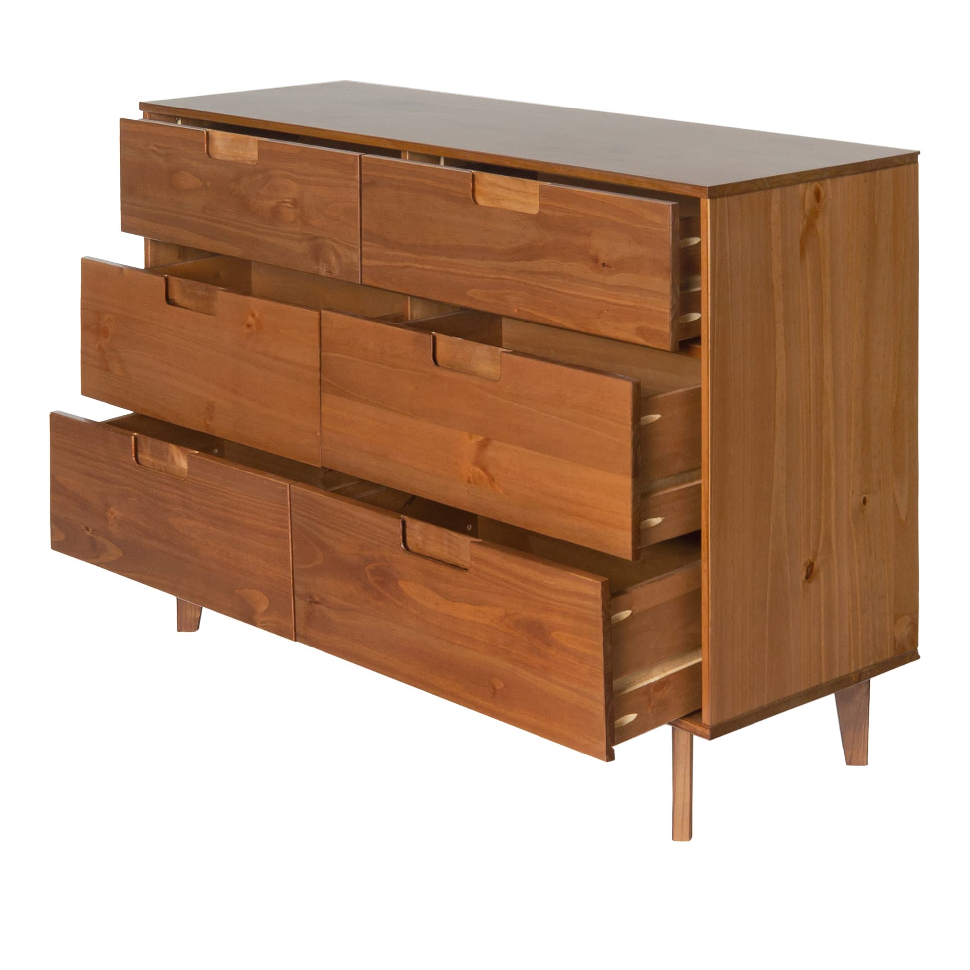 Delacora BDR6DSLDRCA WE-BDR6DSLDR Austin 52" Wide 6 Drawer Wood Mid-Century Modern Dresser with Cutout Handles