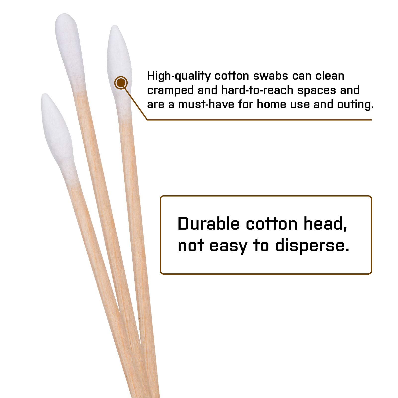 Cotton Swabs 500 Pieces with Wooden Handles Cotton Tip for Gun Cleaning Jewelry Ceramics Electronics in Storage Case